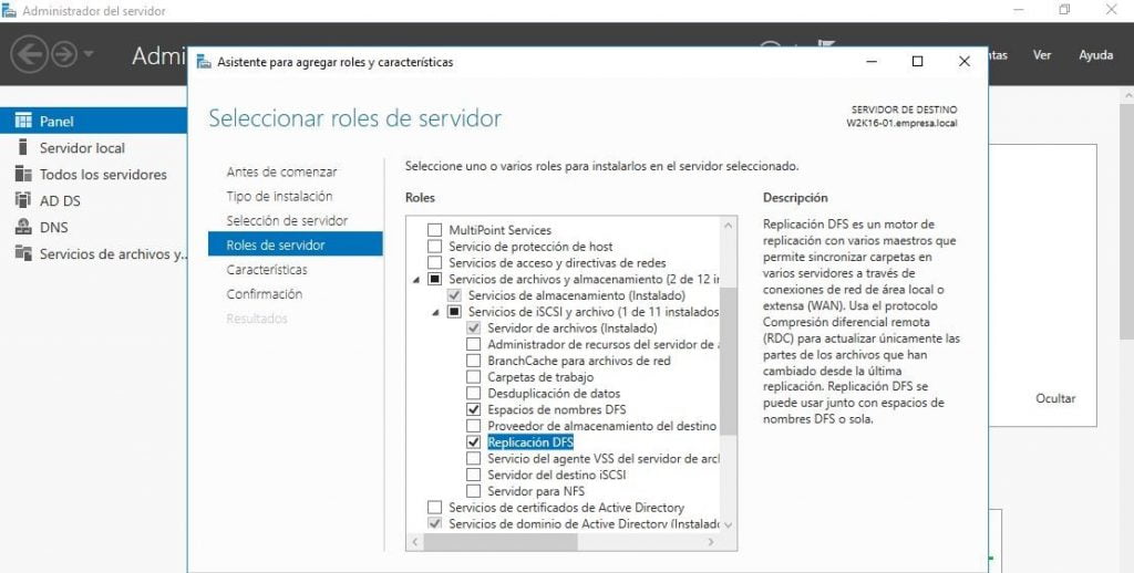 Instalar y Configurar un DFS en Windows Server 2016