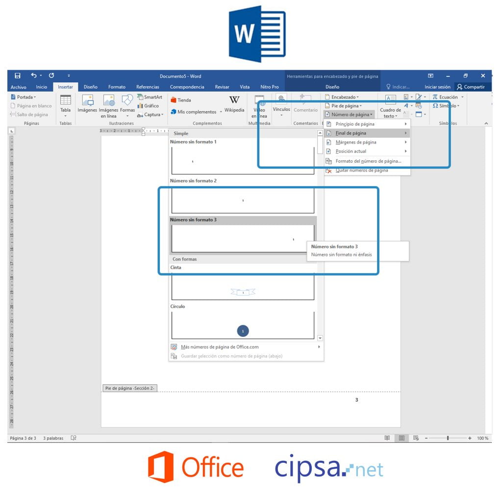Tutorial paginación Word por secciones